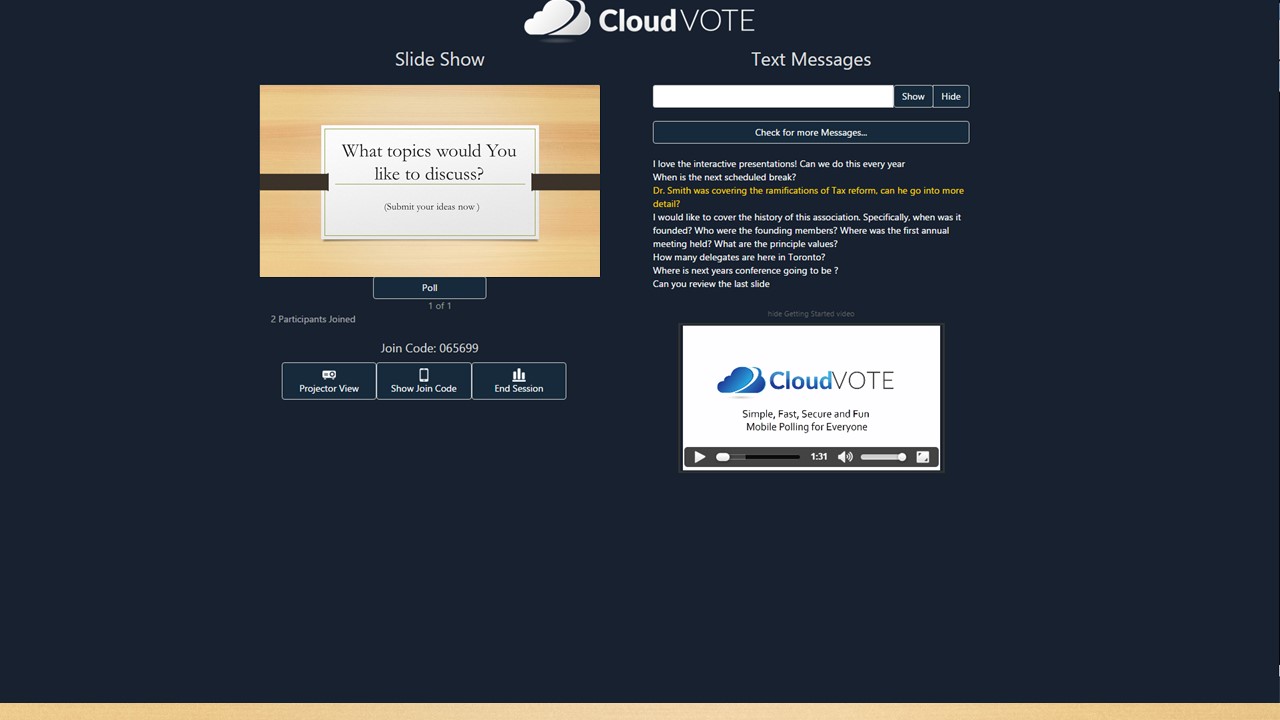 Mobile texting app for your meeting or conference | CloudVOTE